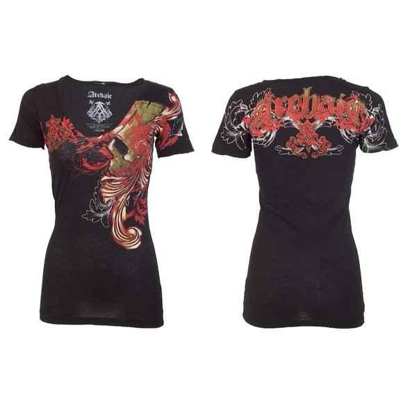 Affliction | Tops | Archaic By Affliction Womens Tshirt Top Wager Skull ...